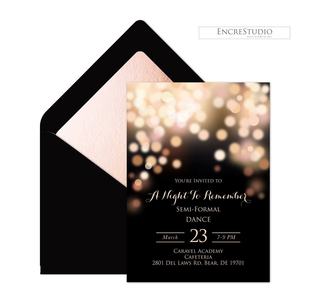 Gold and Black Starry Night Prom Invitation Editable Template, A Night ...