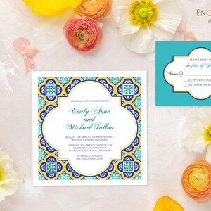 Editable Spanish Tiles Wedding Invitation, Mexican Destination Wedding ...