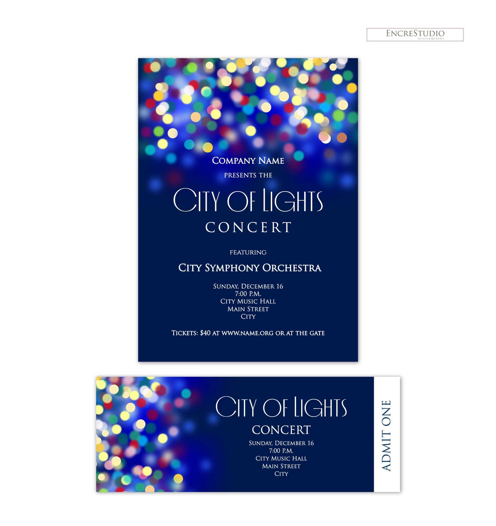 Christmas Concert Ticket Template Bundle: City Lights (digital Download ...