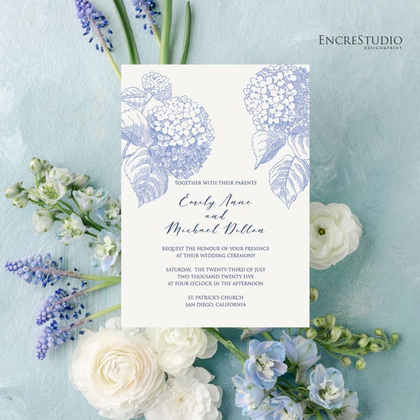 Hydrangea Wedding Invitation - Etsy