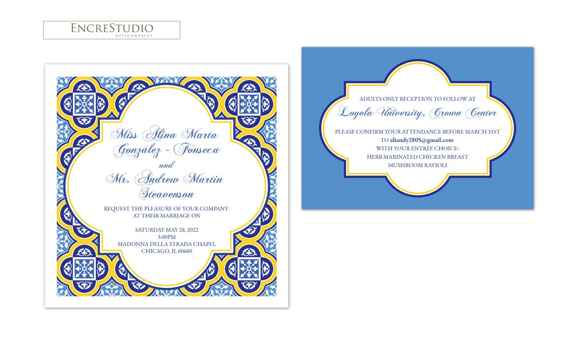 Editable Spanish Tiles Wedding Invitation Rsvp Details Card - Etsy