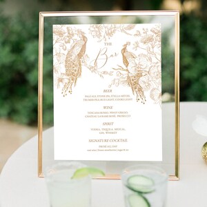 Editable Menu and Place Cards Templates Gold Peacocks and - Etsy