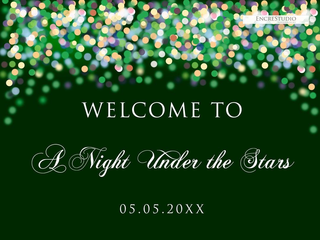 Welcome Sign Editable Templates - Green Bokeh Lights Poster - Etsy