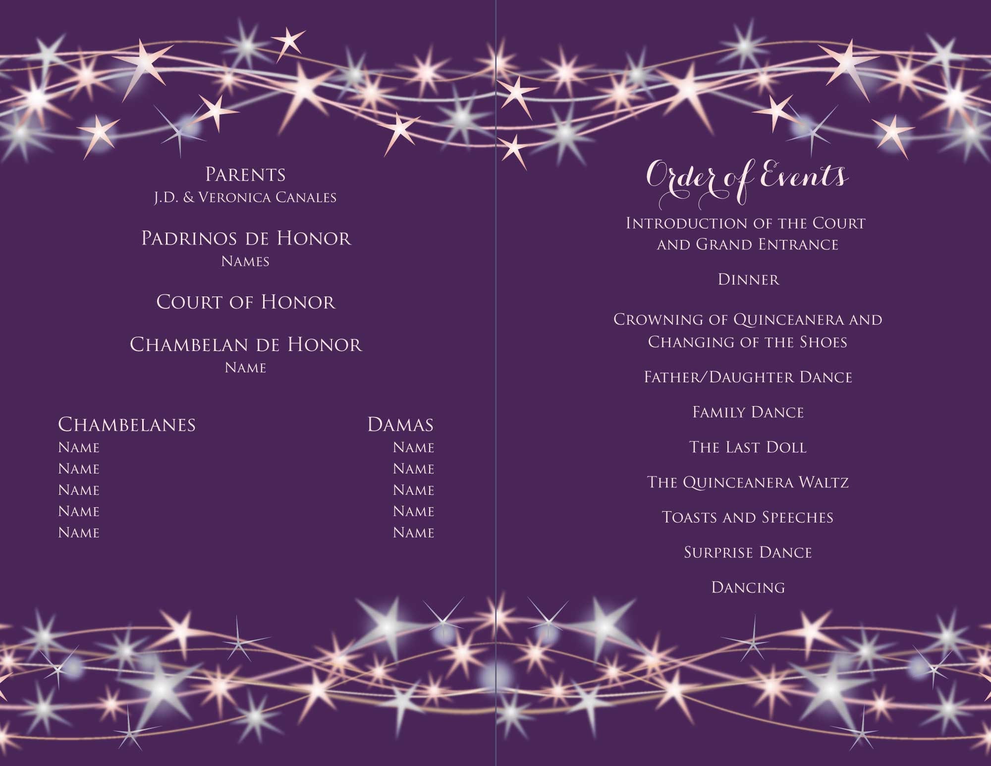 Editable Quinceanera Program Template Sweet Sixteen Birthday - Etsy