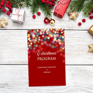 Editable Concert Program Template - Red Christmas Lights Bokeh - Etsy