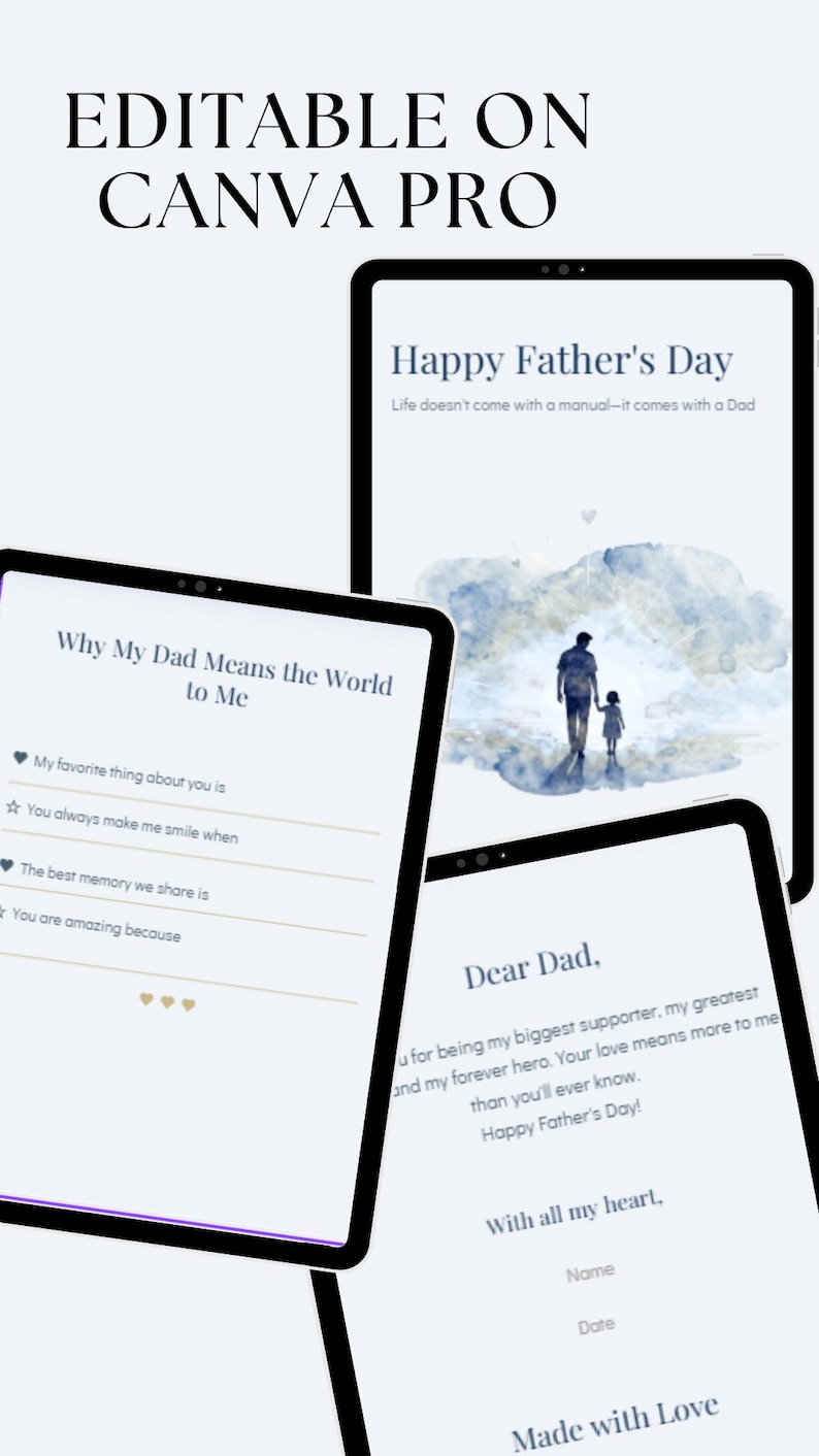Father's Day Card Printable | Happy Father's Day Card | Editable Canva ...
