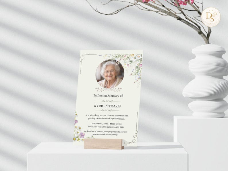 Funeral Invitation Template Memorial Invitation Editable Funeral Invite ...