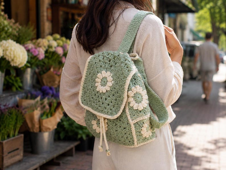 Girls Crochet Backpack Pattern, Daisy Granny Square Bag (PDF Download ...