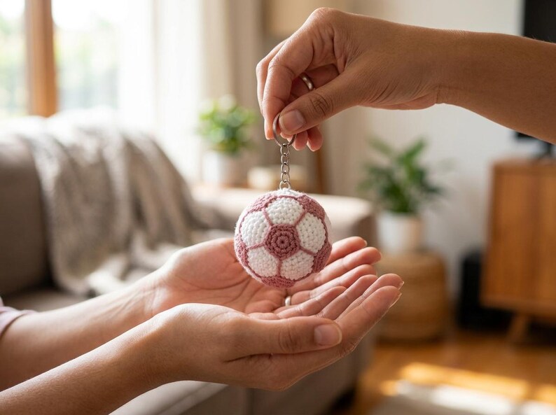 Crochet Football Keychain Pattern, Soccer Ball Style, 5-6 Cm Mini Charm ...