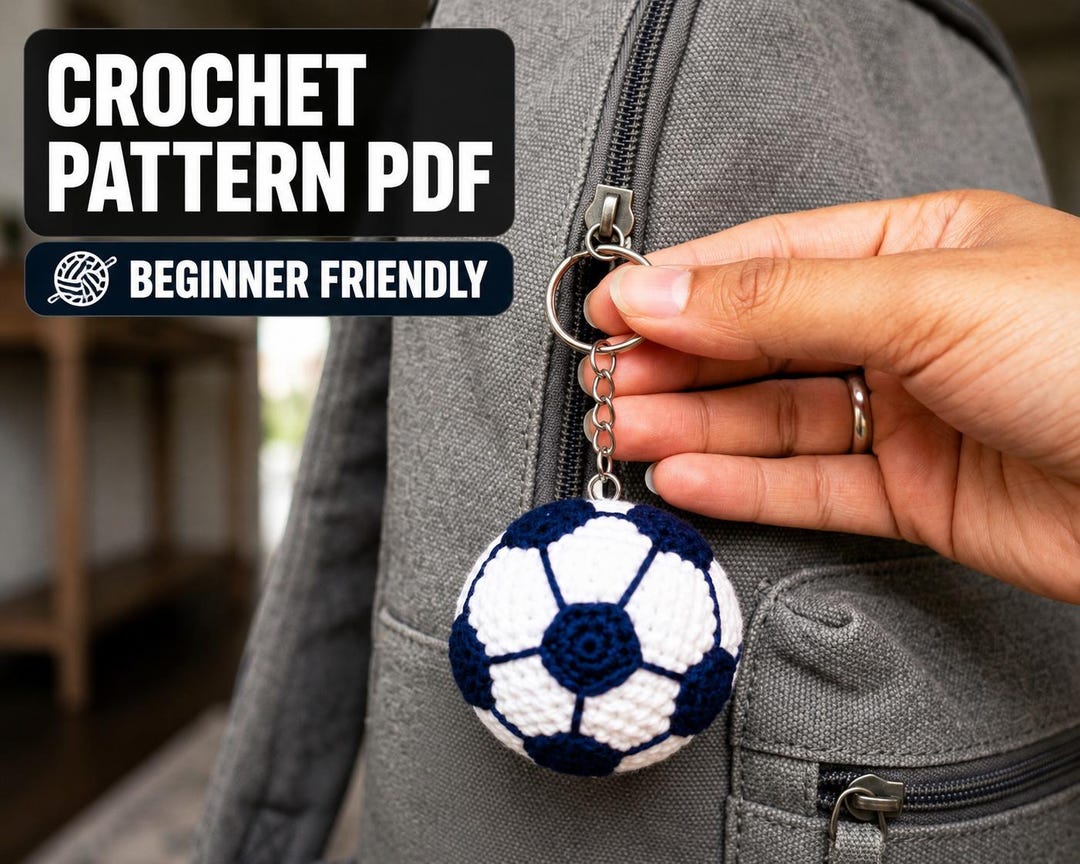 Crochet Football Keychain Pattern, Soccer Ball Style, 5-6 Cm Mini Charm ...