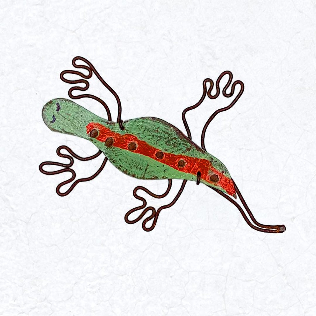 Gecko Refrigerator Magnet Barn Green With a Red Stripe Rustic Recycled ...