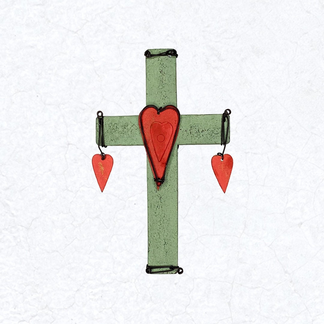 Metal Wall Cross - Green/red Recycled Green Sustainably Hand Crafted ...