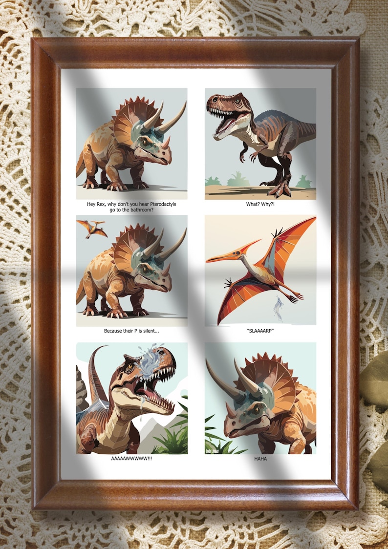 Dinosaur Comic Illustration Art Print, “why is the P Silent?” - Etsy