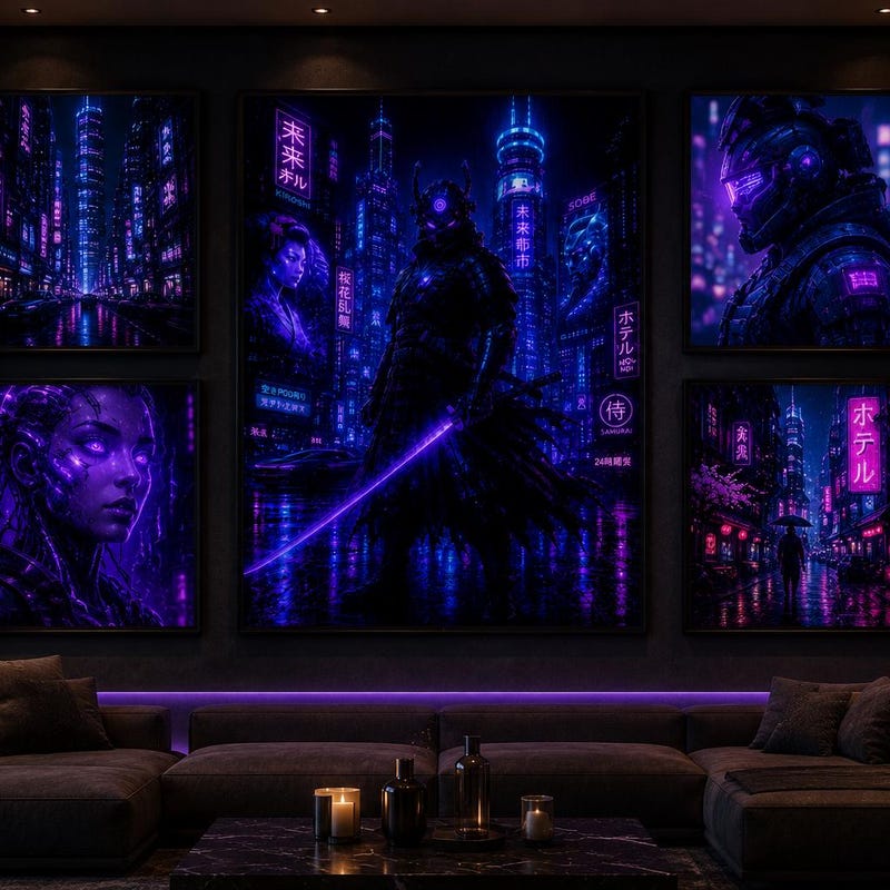 Samurai Neon Poster - Etsy