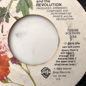 Prince and the Revolution, When Doves Cry, 17 Days, 7 Inch, 1980’s ...