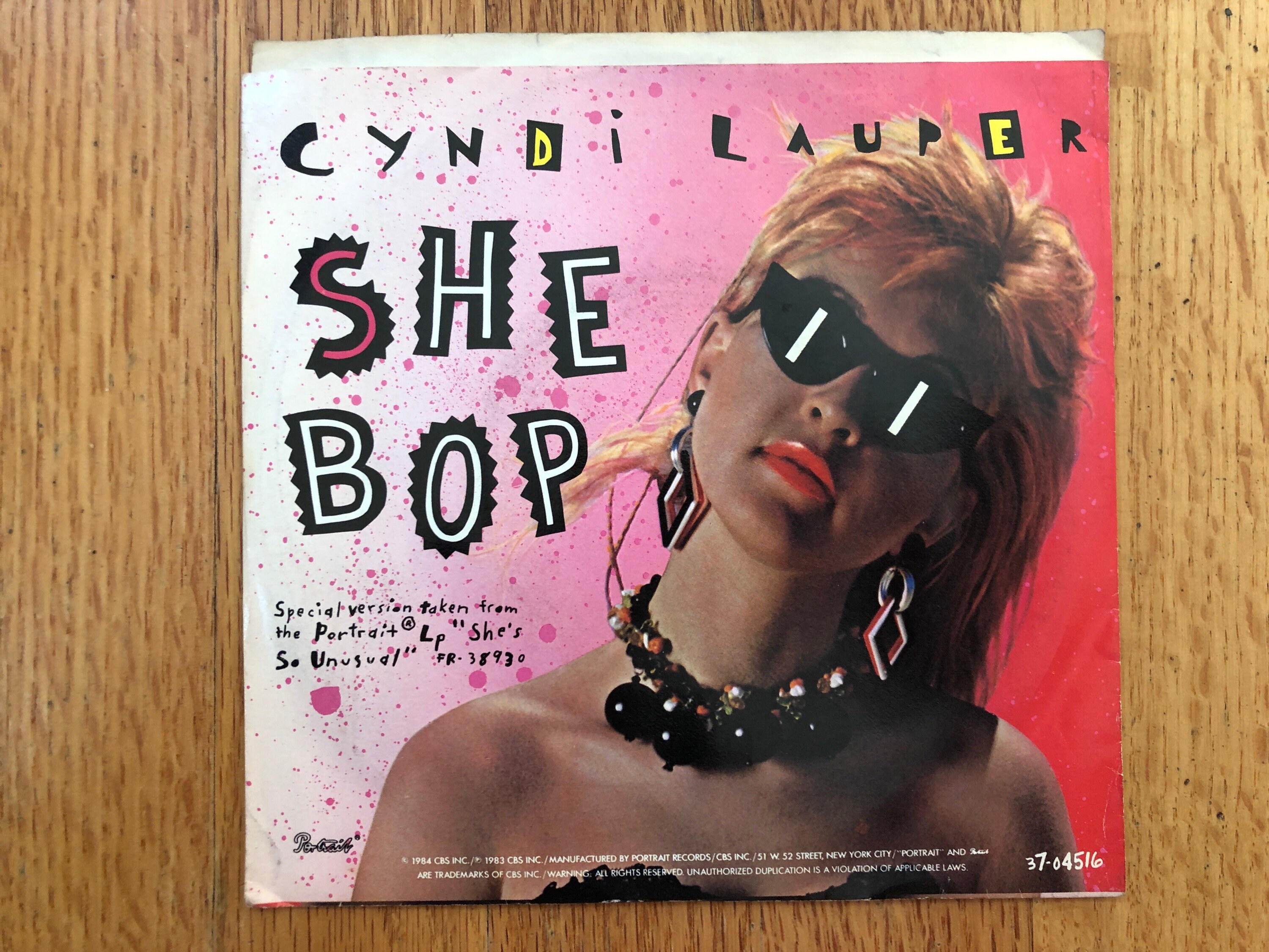 Cyndi Lauper She Bop Witness Portrait 37 04516 Vintage Vinyl 45 Rpm 7 Records 80s 45 Rpm Singles
