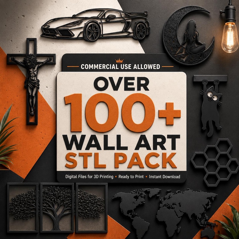 100+ 3D Wall Art STL Bundle – Modern Geometric, Nature, Car Designs ...