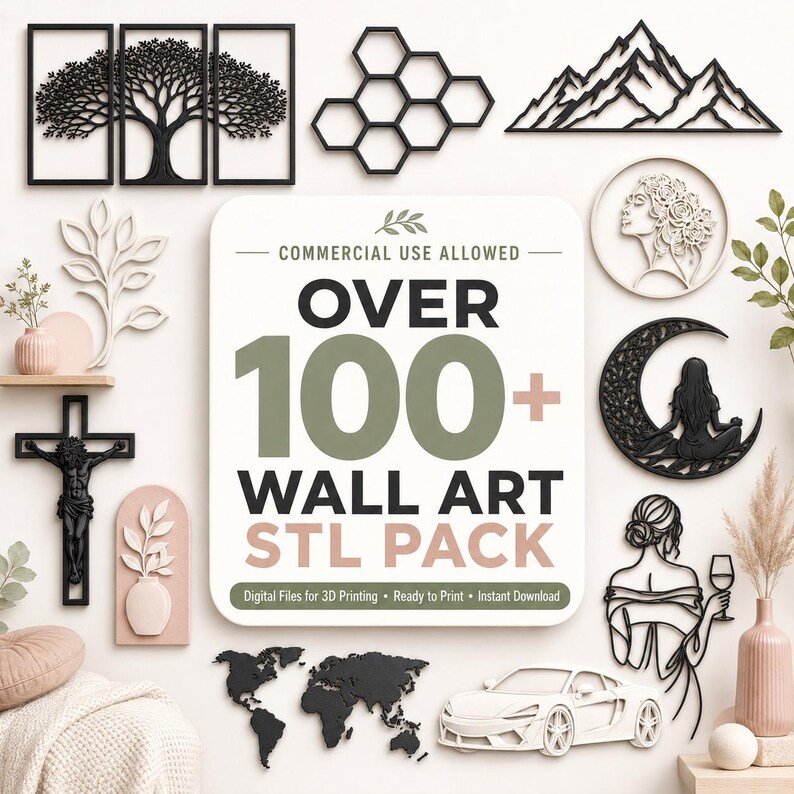 100+ 3D Wall Art STL Bundle – Modern Geometric, Nature, Car Designs ...
