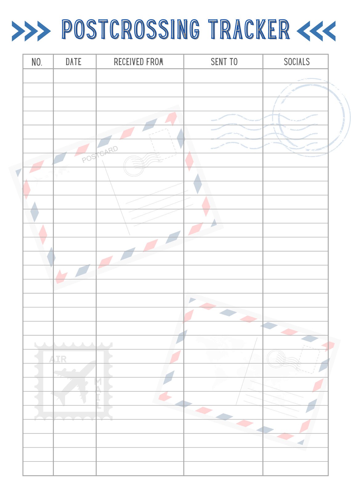 POSTCROSSING TRACKER - POSTCARD Tracker - Postcards - Etsy