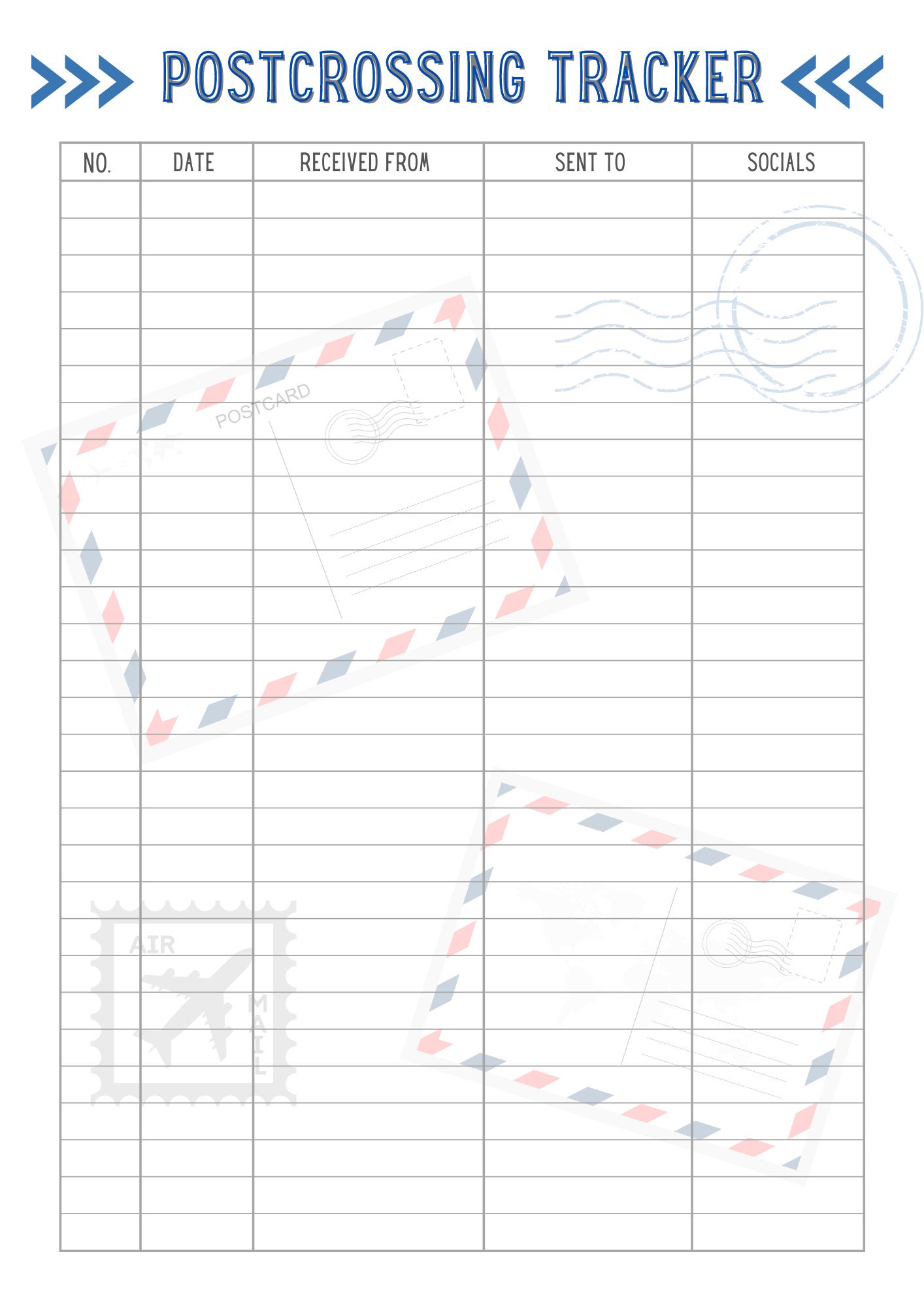 POSTCROSSING TRACKER - POSTCARD Tracker - Postcards - Etsy