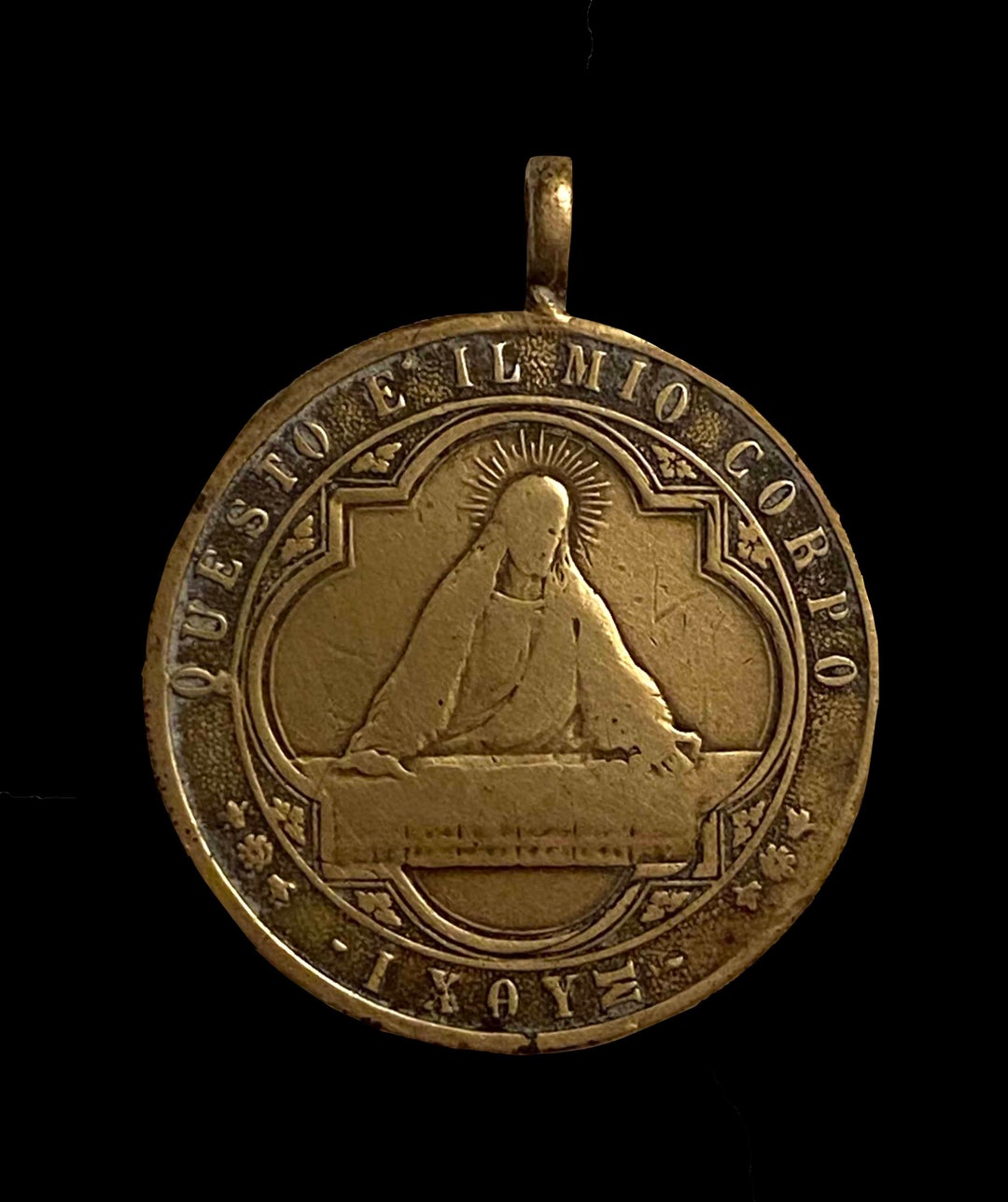 1920's Italian First Communion Medal. Jesus on Side 1 and the Eucharist ...