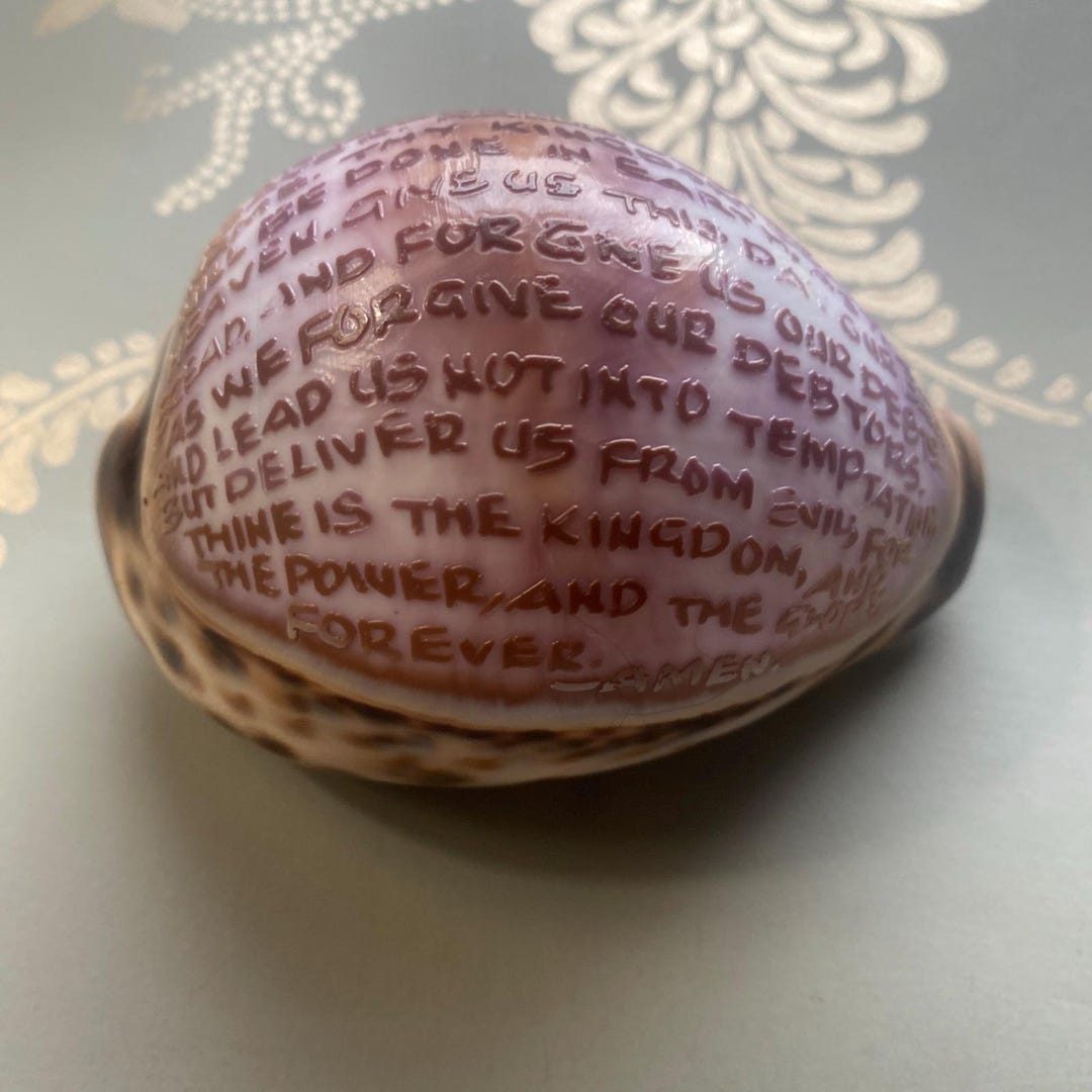 Vintage Seashell With the Lords Prayer Embossed. 3.5 X 2.5 Inches. A ...