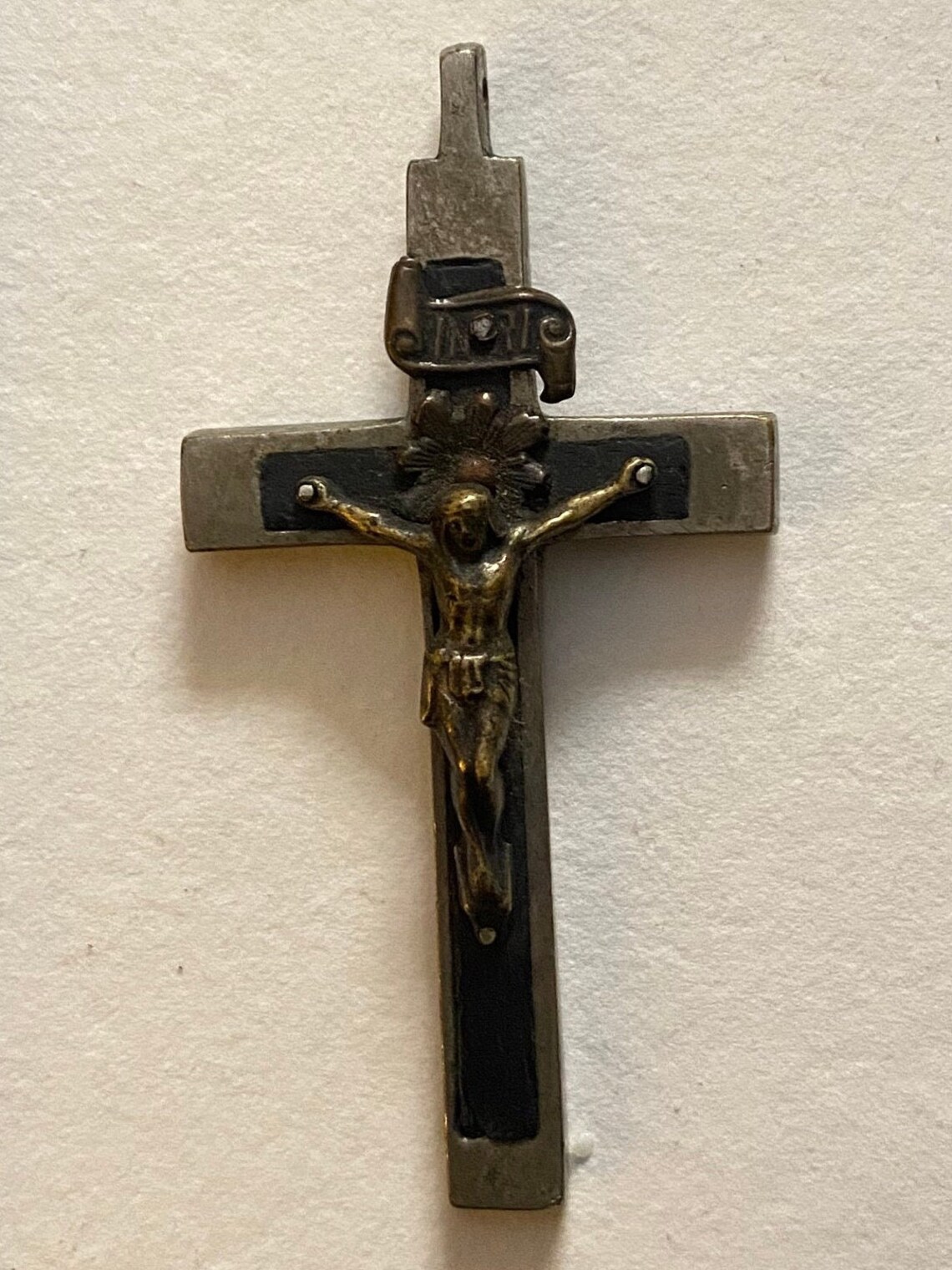 1880s Pectoral Crucifix With Ebony Inlay. Made of French Silver. at 2 1 ...