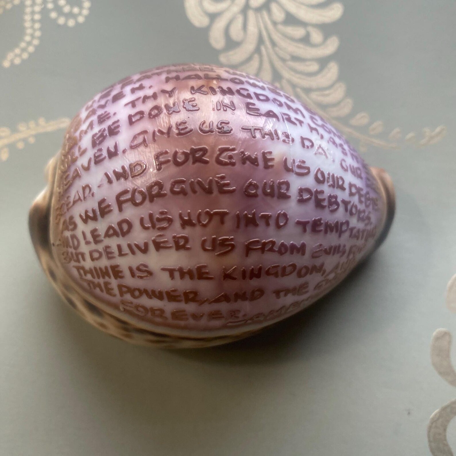 Vintage Seashell With the Lords Prayer Embossed. 3.5 X 2.5 Inches. A ...