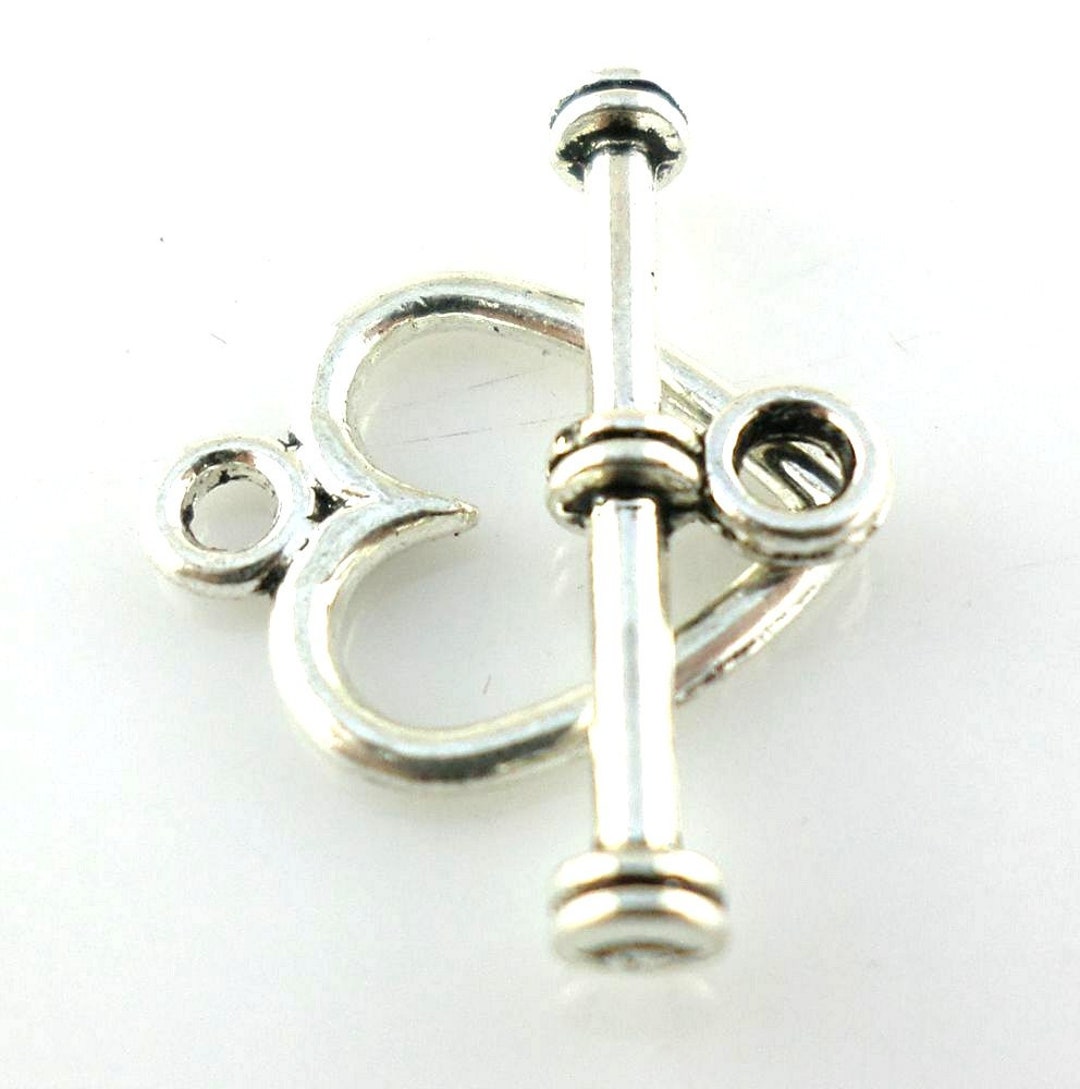 ON SALE 6 Sets Heart Toggle Clasps. Silver Heart Toggle Clasp - Etsy UK