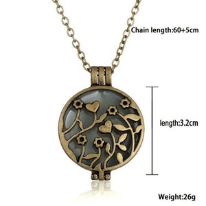 Glowing Necklace Bronze Round Pendant Glow in Dark Pendant Pretty Magic ...