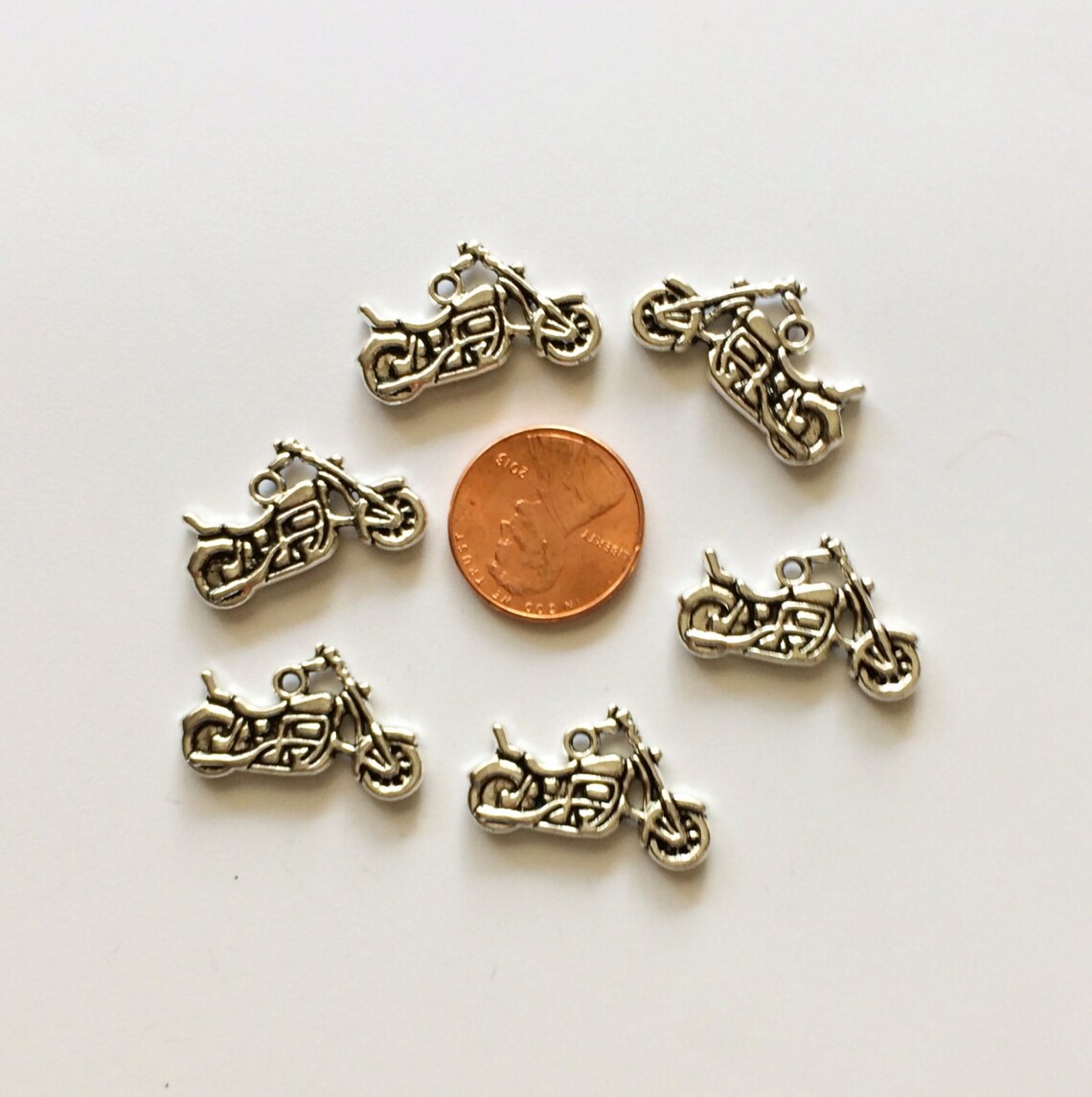 BIKERS charms. 2pc Motorcycle charm Pendant. 2 Silver Double | Etsy