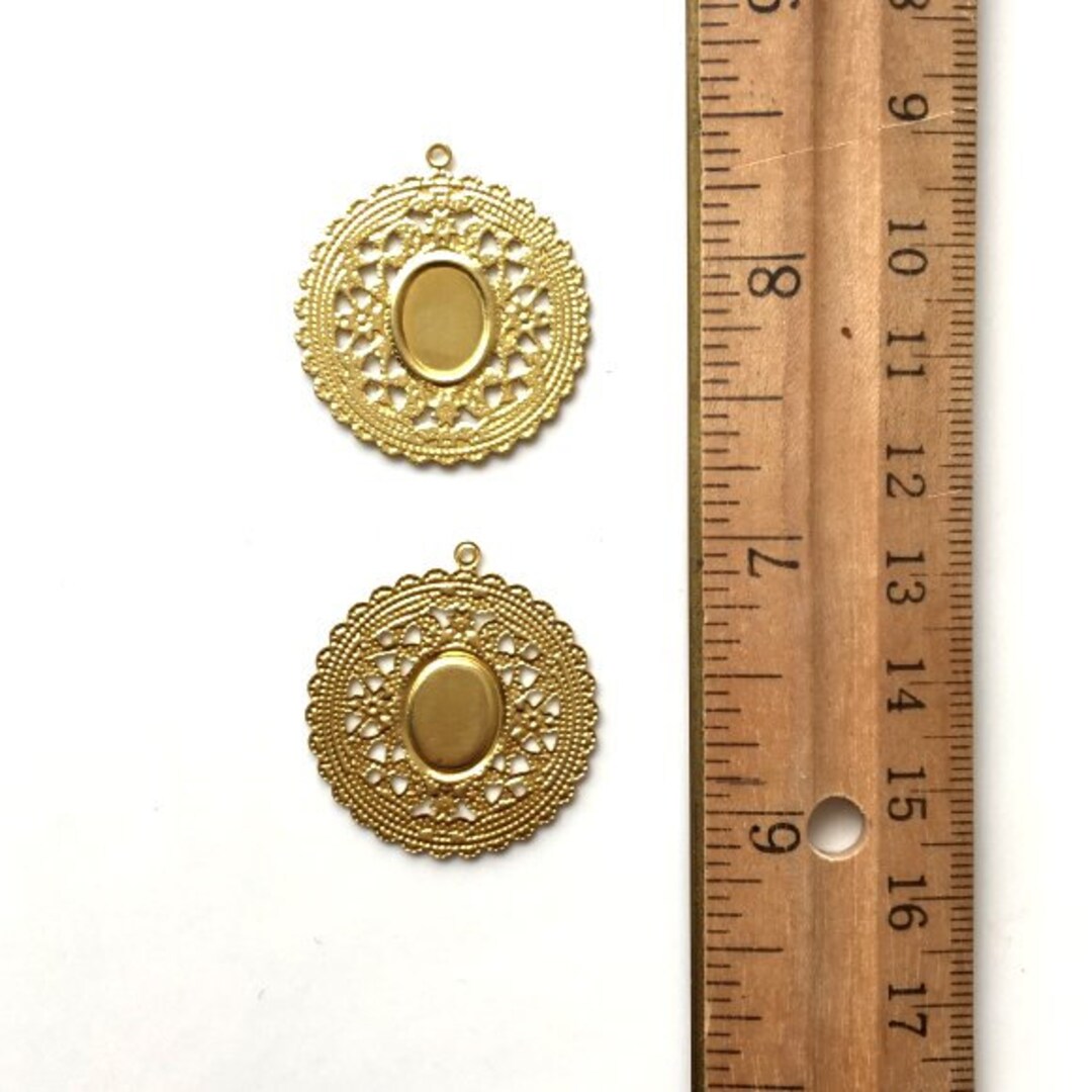 4 PCS Gold Plated Filigree Bezels, Pendants, Charms, Necklace, Earrings ...
