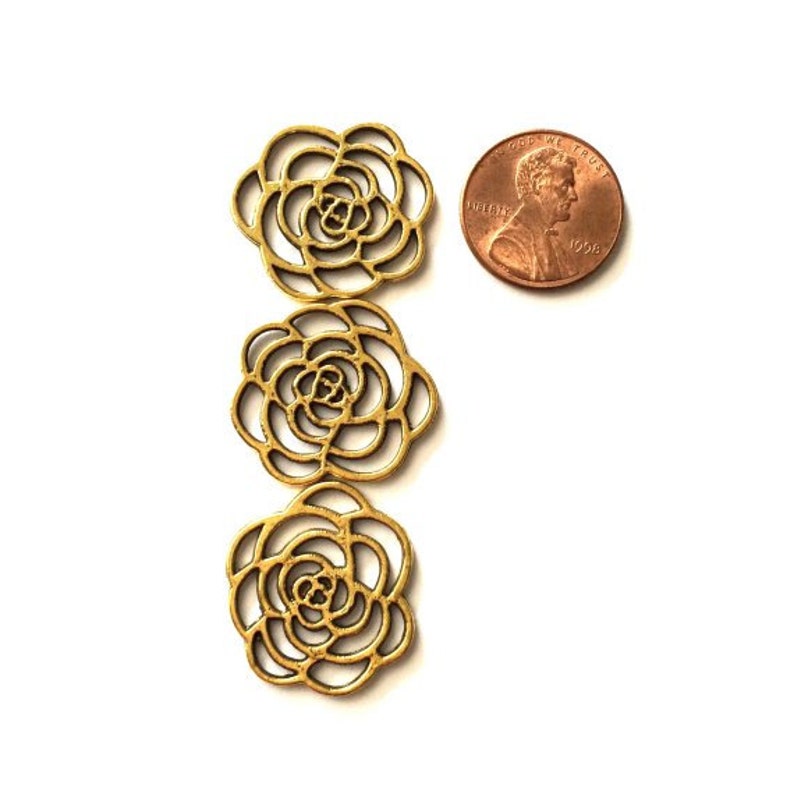 Supply. 3 Roses Flower Filigree for Jewelry Making Gold Plated - Etsy