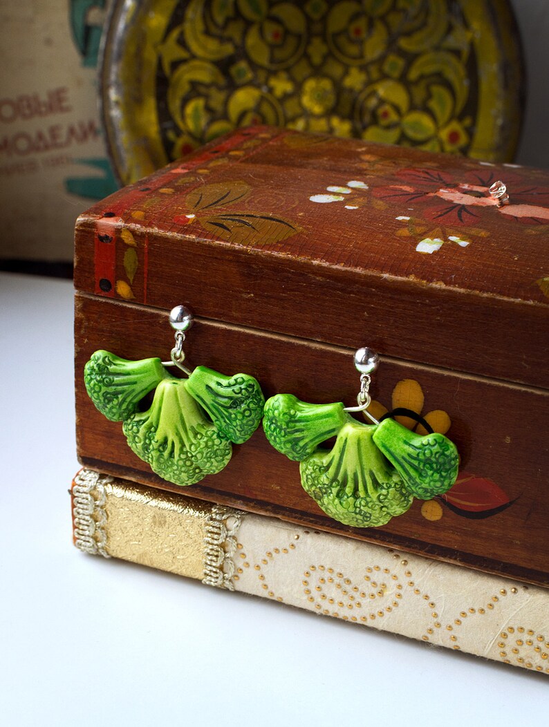Broccoli Earrings, Vegetables Funny Vegetarian Farmhouse Gardener ...
