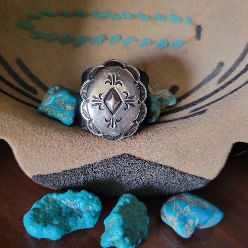 Navajo Stamped Concho Leather Ring - Etsy