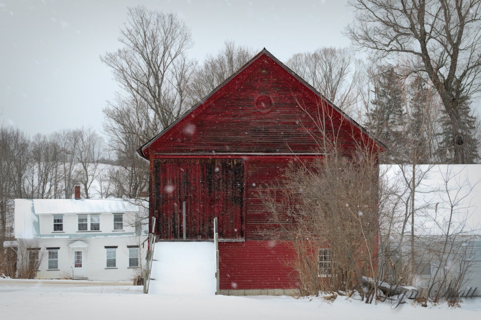 Vermont Red Barn Christmas Old Barn winter snow | Etsy