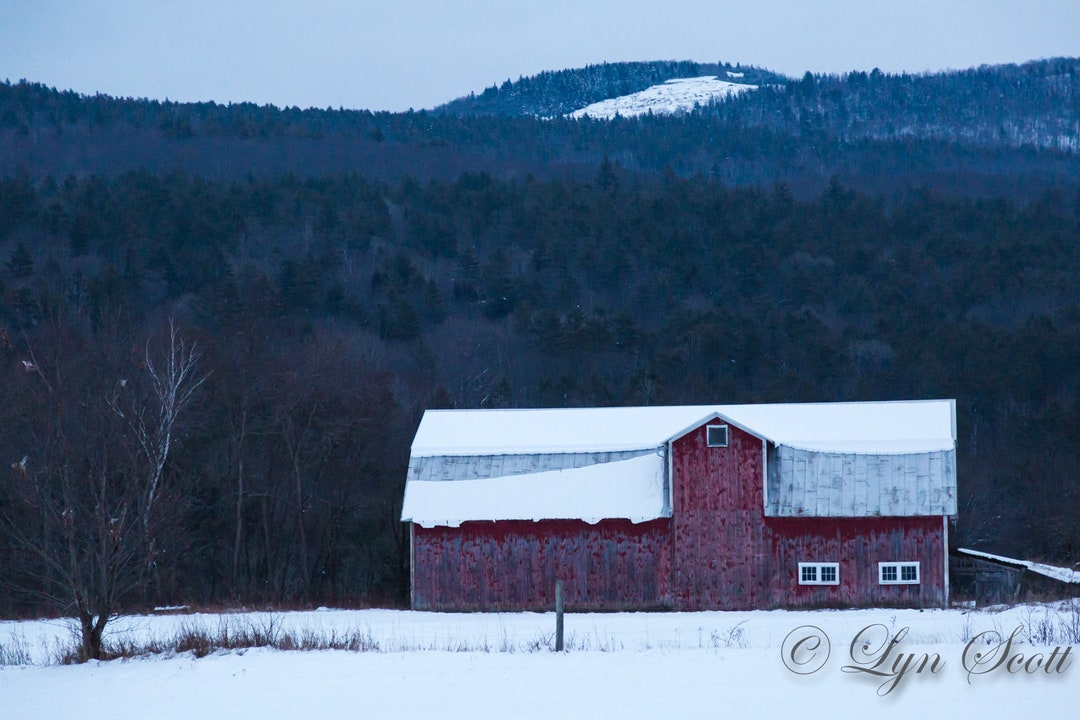 Red Barn, Monroe Farm, Antique Barn, Winter, Snow Photography ...