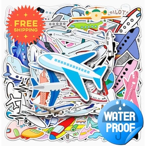 10+ Airplane Waterproof Vinyl Sticker Aviation Fun for Kid Cartoon ...