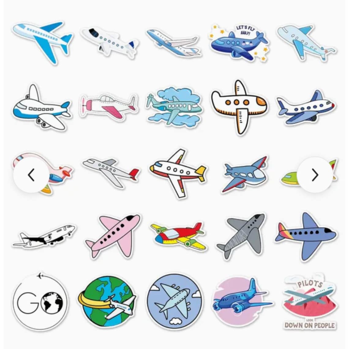 10 Airplane Waterproof Vinyl Sticker Aviation Fun for Kid Cartoon Decal ...