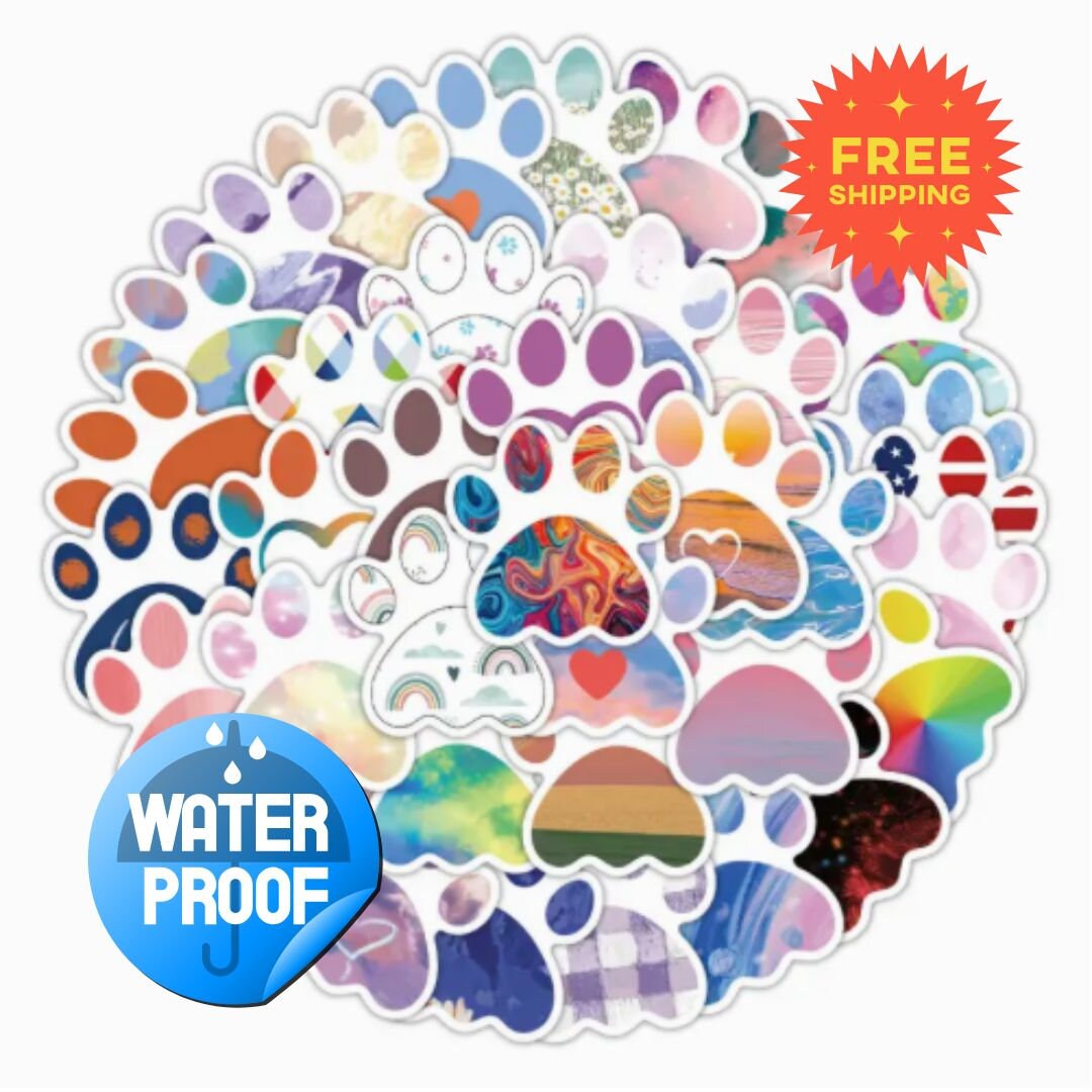 10+ Paw Print Waterproof Vinyl Sticker Fun for Kid Cartoon Decal ...