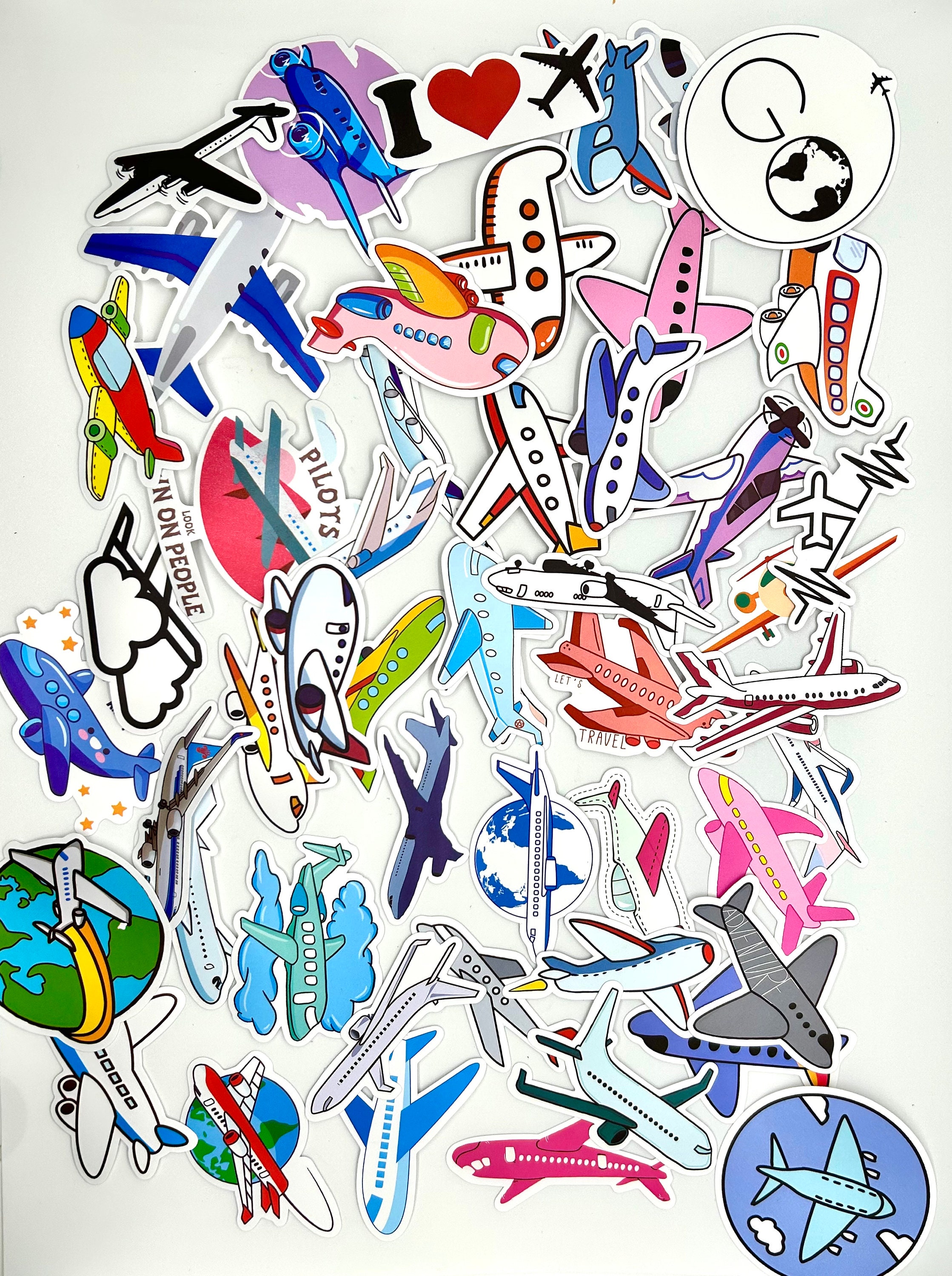 10+ Airplane Waterproof Vinyl Sticker Aviation Fun for Kid Cartoon ...