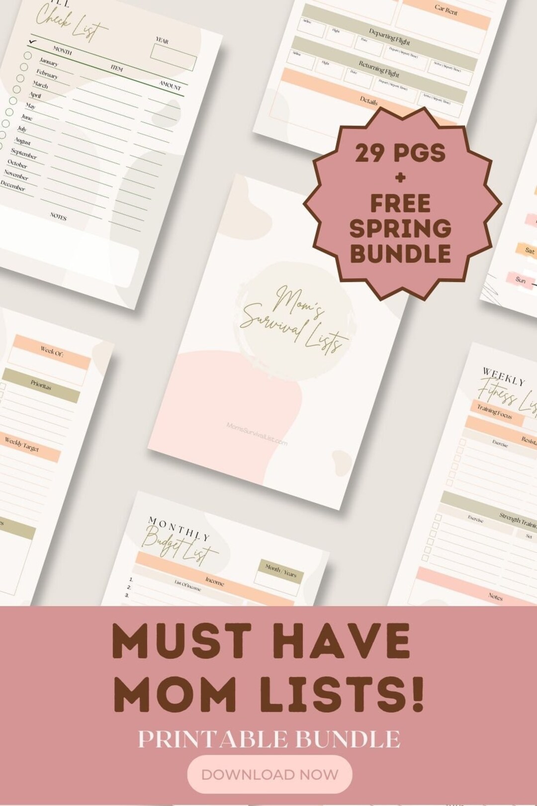 Busy Mom Life Survival List Planner 29 Page Digital Download Planner ...