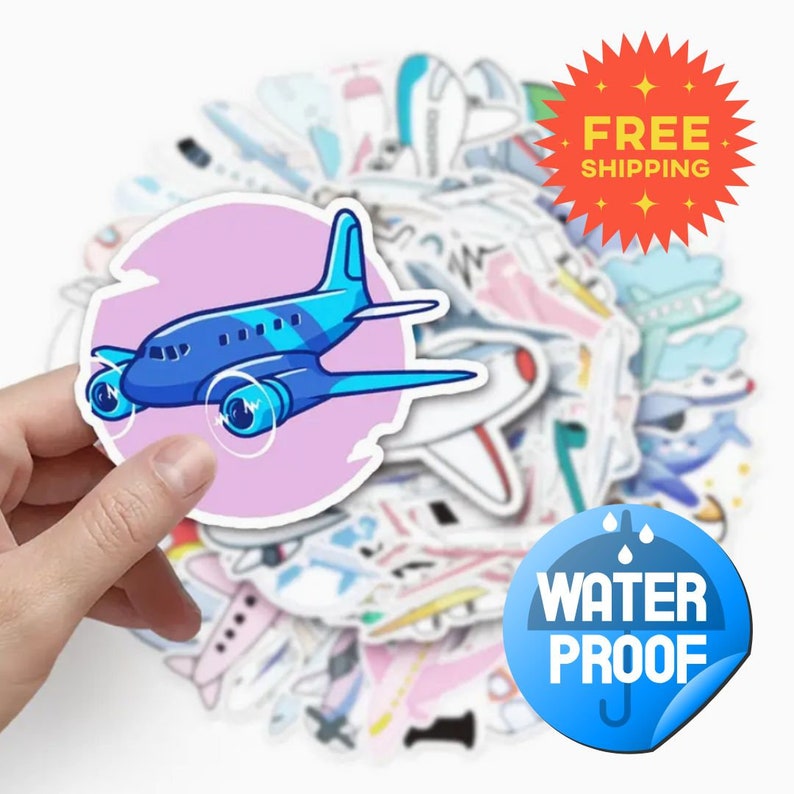 10+ Airplane Waterproof Vinyl Sticker Aviation Fun for Kid Cartoon ...