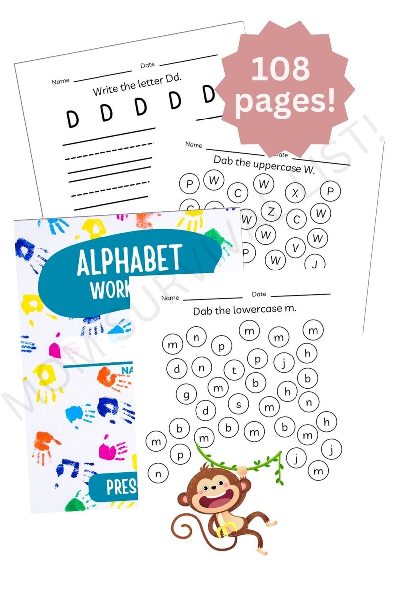 Preschool Workbook DIGITAL Alphabet Learning Toddlers Educational Fun ...