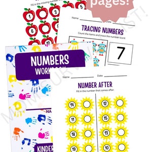 Kindergarten Workbook DIGITAL Numbers Learning Toddlers Educational Fun ...