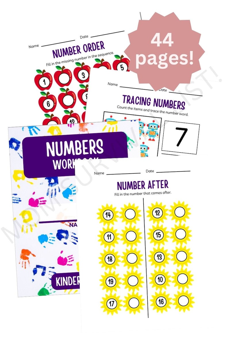 Kindergarten Workbook DIGITAL Numbers Learning Toddlers Educational Fun ...