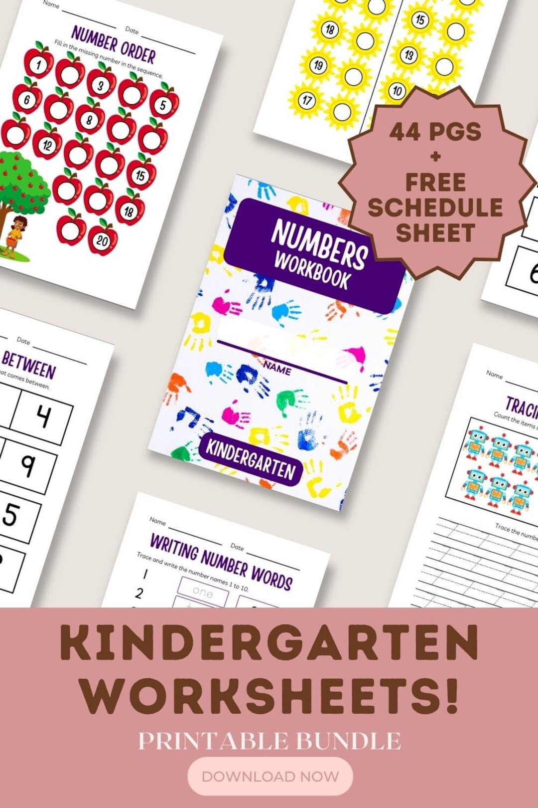 Kindergarten Workbook DIGITAL Numbers Learning Toddlers Educational Fun ...