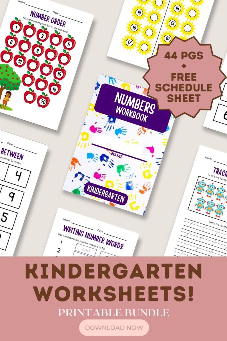 Kindergarten Workbook DIGITAL Numbers Learning Toddlers Educational Fun ...