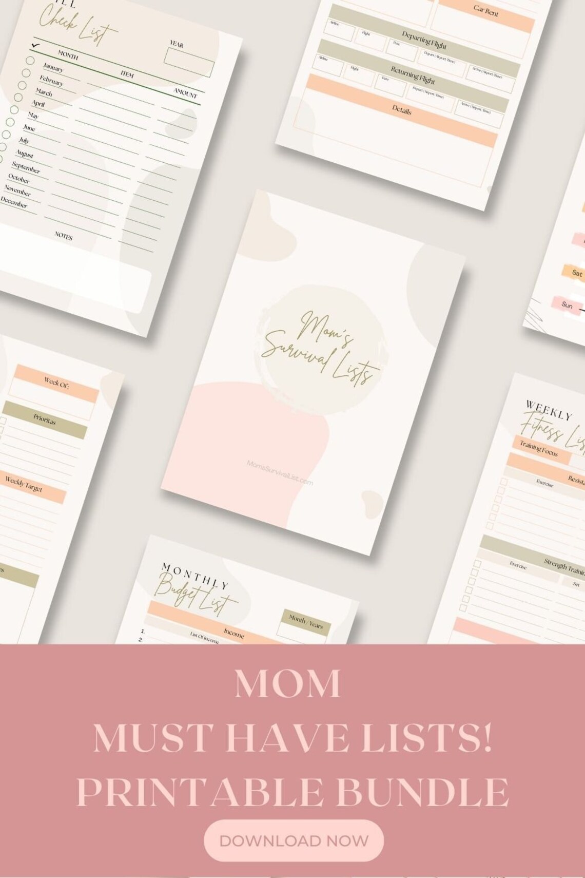 Busy Mom Life Survival List Planner 29 Page Digital Download Planner ...