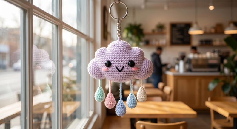 Crochet Cloud Raindrop Keychain Pattern (PDF) - Etsy